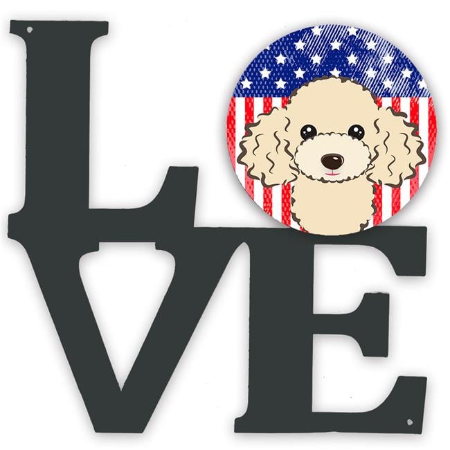 11.5 x 11.75 in. American Flag & Buff Poodle Metal Artwork Love Wall ...