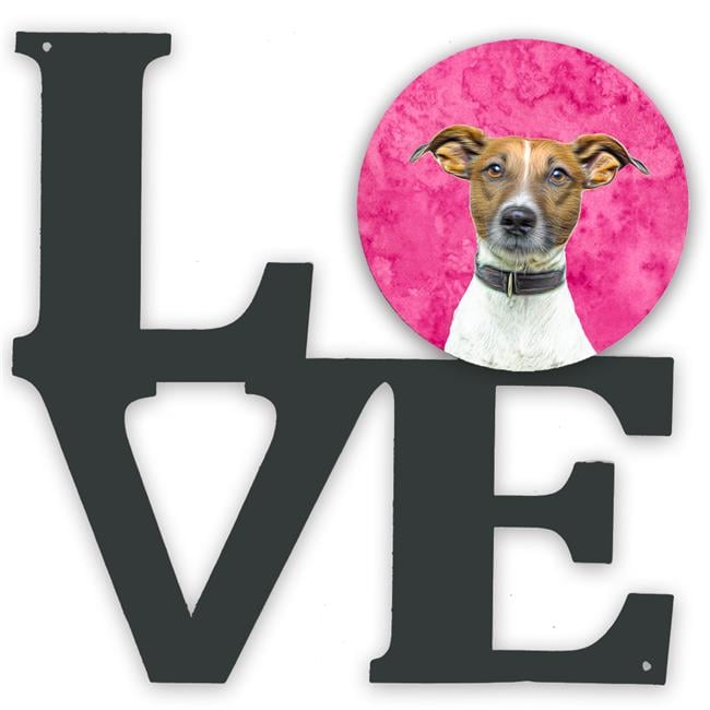 11.5 x 11.75 in. Pink Jack Russell Terrier Metal Artwork Love Wall ...