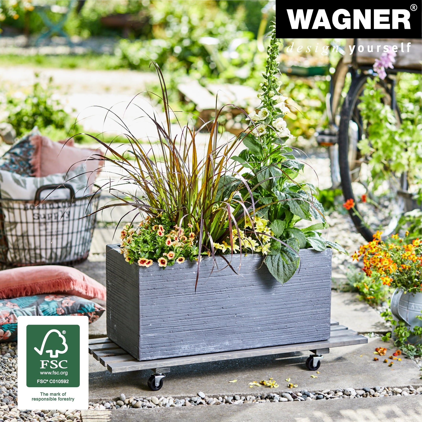 11.5” x 31” Gray Rectangle Wooden Plant Caddy – Wagner Vintage ...
