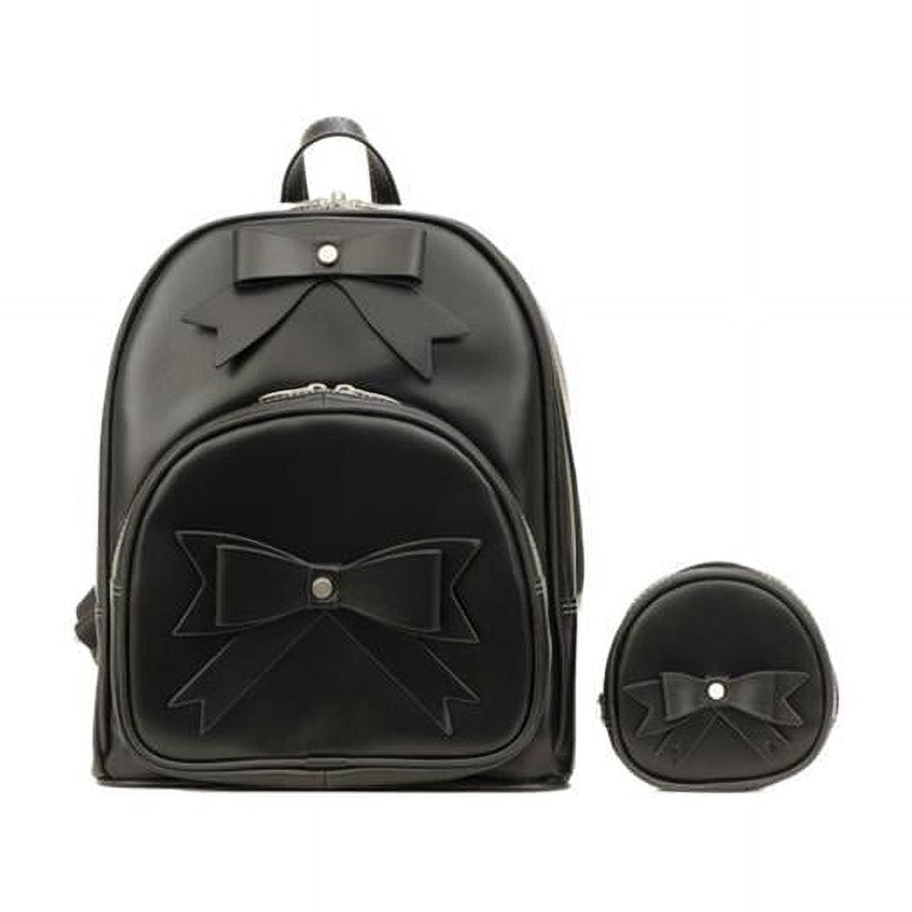 11.50 in. L Series Arches Leather Bow Backpack, Black - Walmart.com