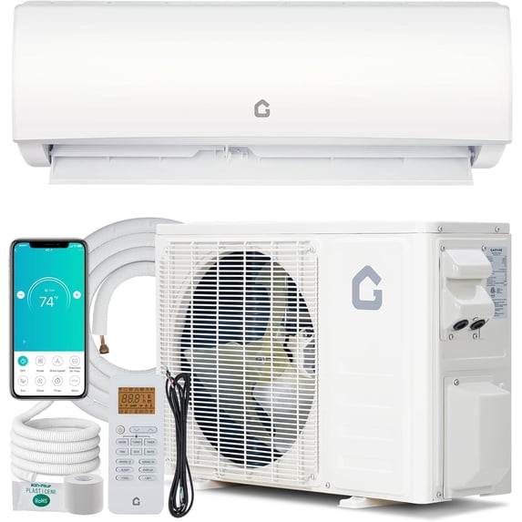 11,500 BTU WiFi Enabled Mini Split AC & Heater, 17 SEER2 Inverter, 208 ...
