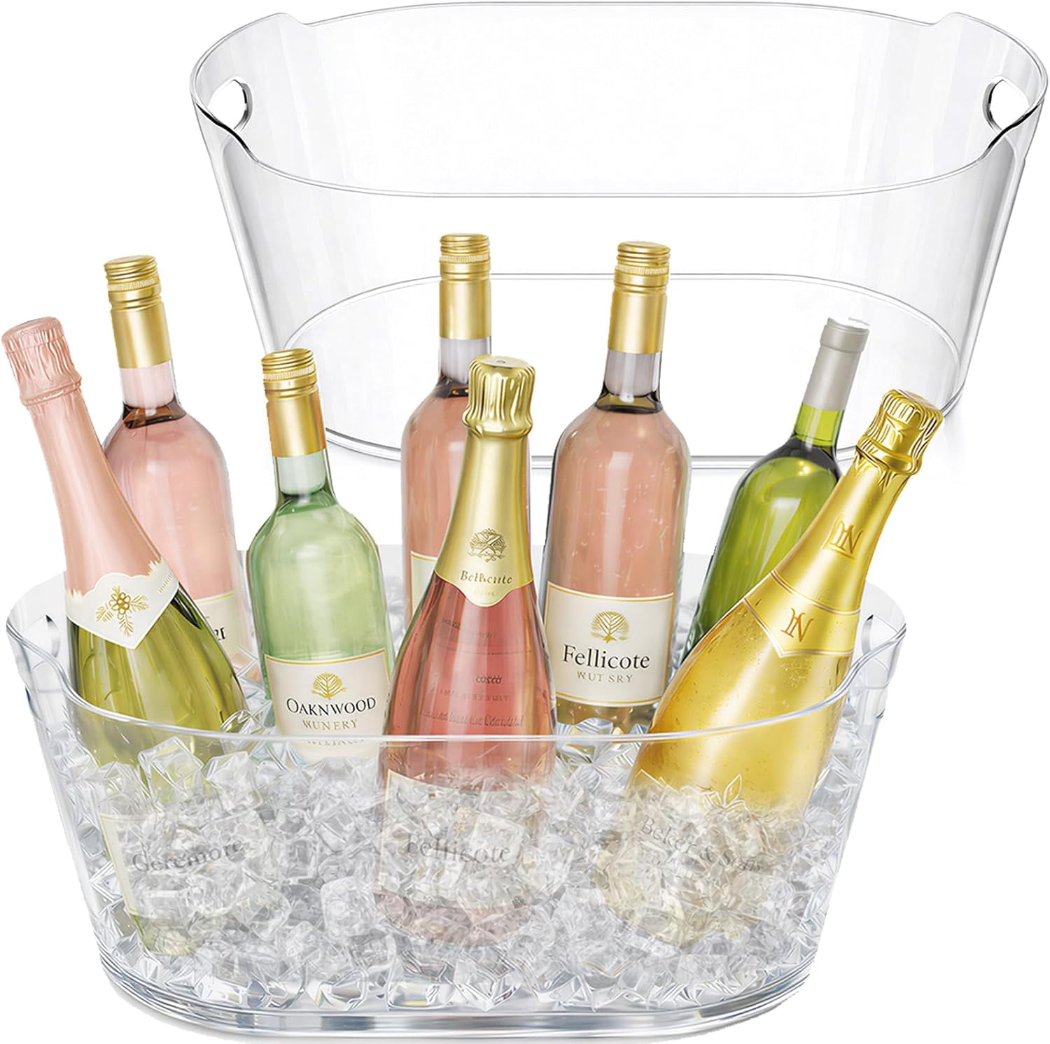 11.5L Ice Bucket for Parties 2 Pcs, Large Plastic Drink Cooler for ...