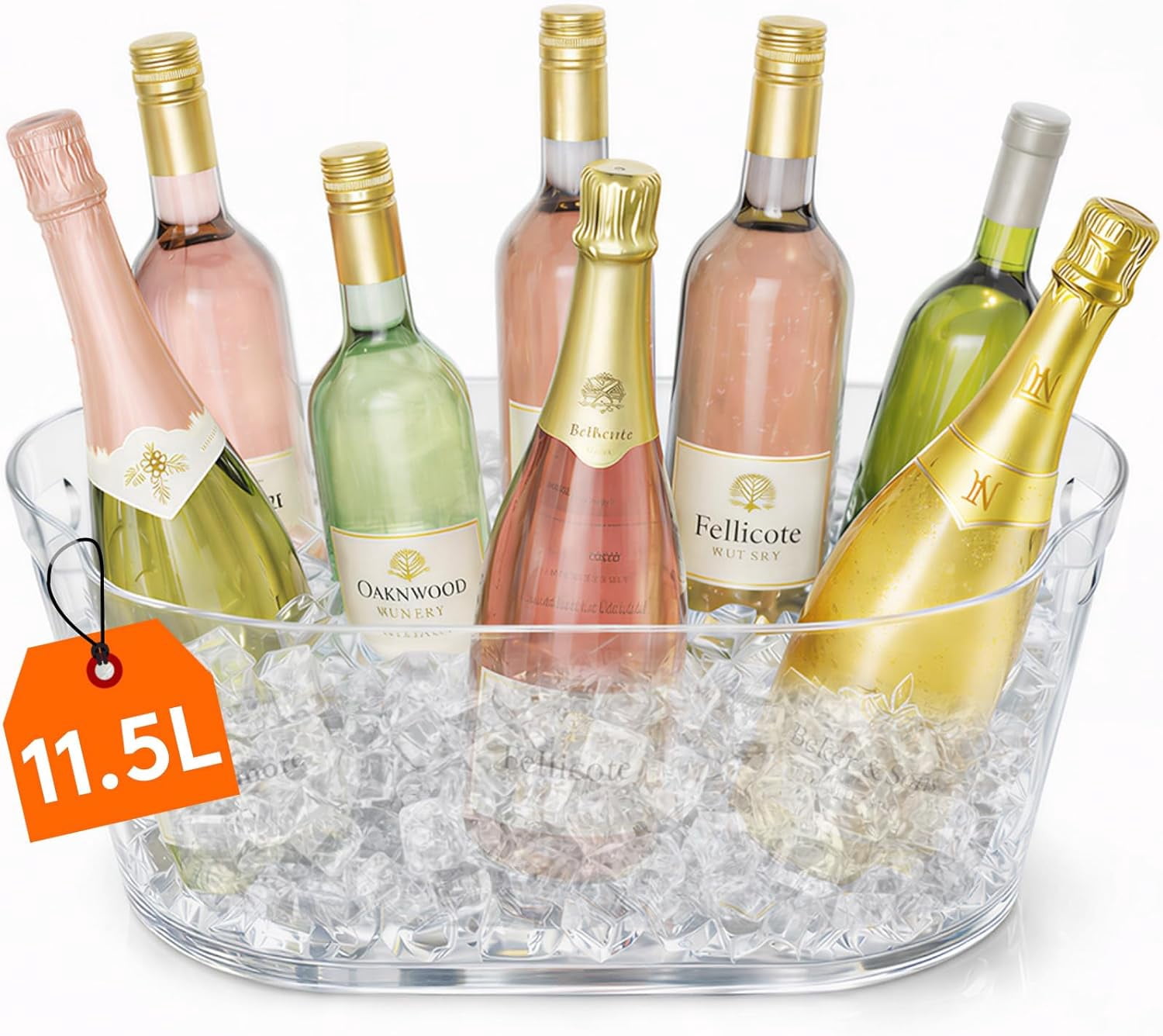 11.5L Ice Bucket for Parties, Large Plastic Drink Cooler for Champagne ...
