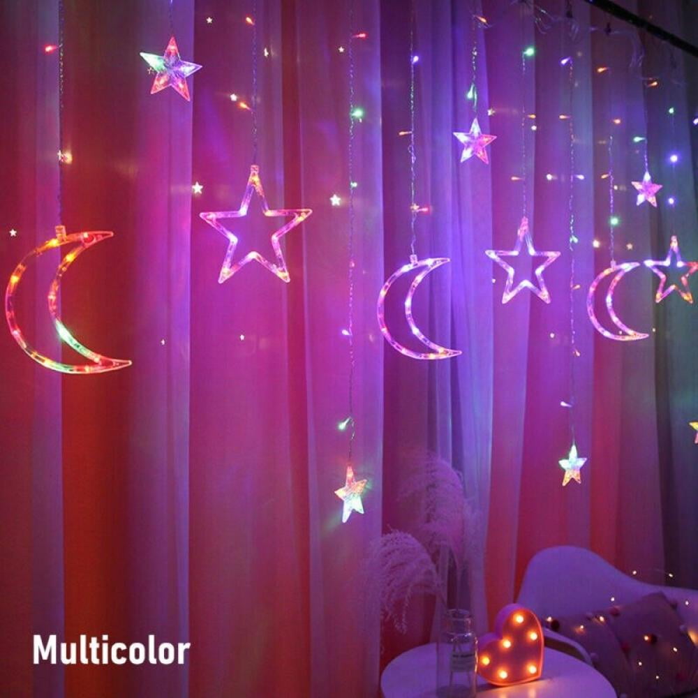 11.5ft Decorative Starry String Curtain Lights Moons and Stars 138 LEDs ...