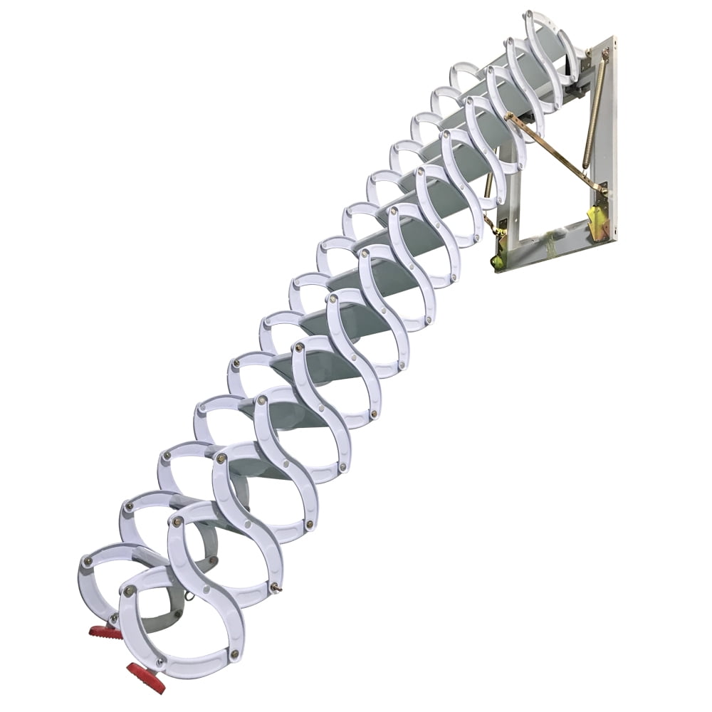 11.5ft Folding Attic Ladder Wall-Mounted Loft Stairs Retractable ...