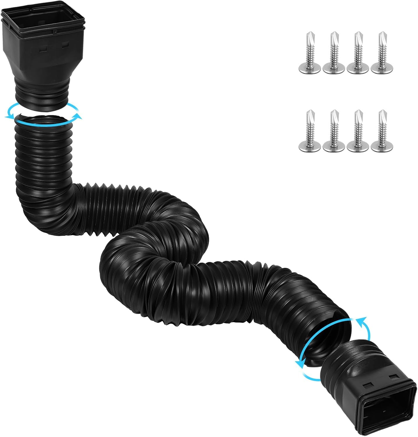 11.5ft Long Gutter Downspout Extensions Flexible, 4" Diameter Drain ...