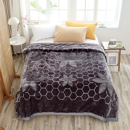 11.5lbs Heavy Embossed Blanket 2Ply Reversible - Thick Warm Plush ...