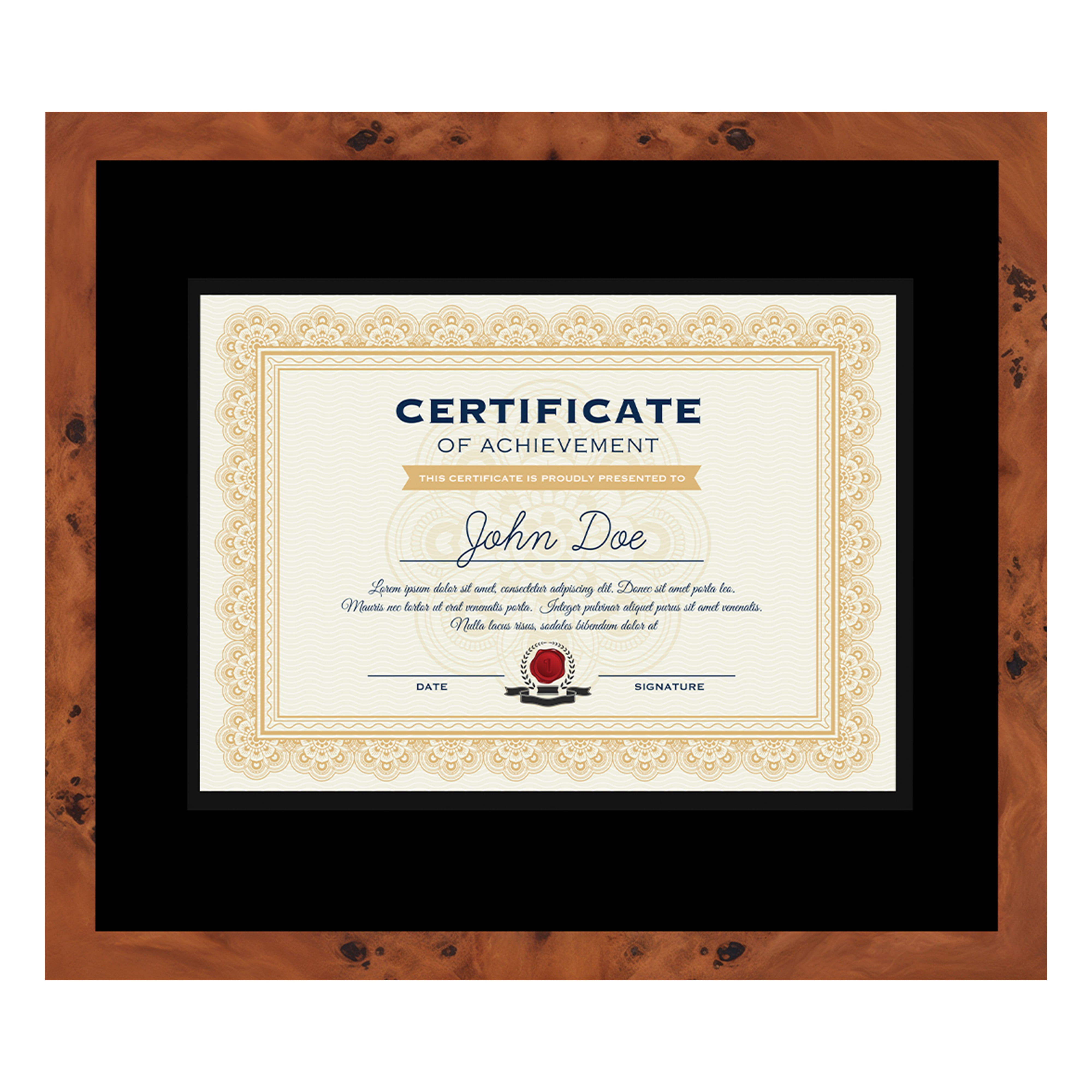 11.5x13.5 Brown Diploma Frame - Black on Black Double Mat - Displays 7 ...