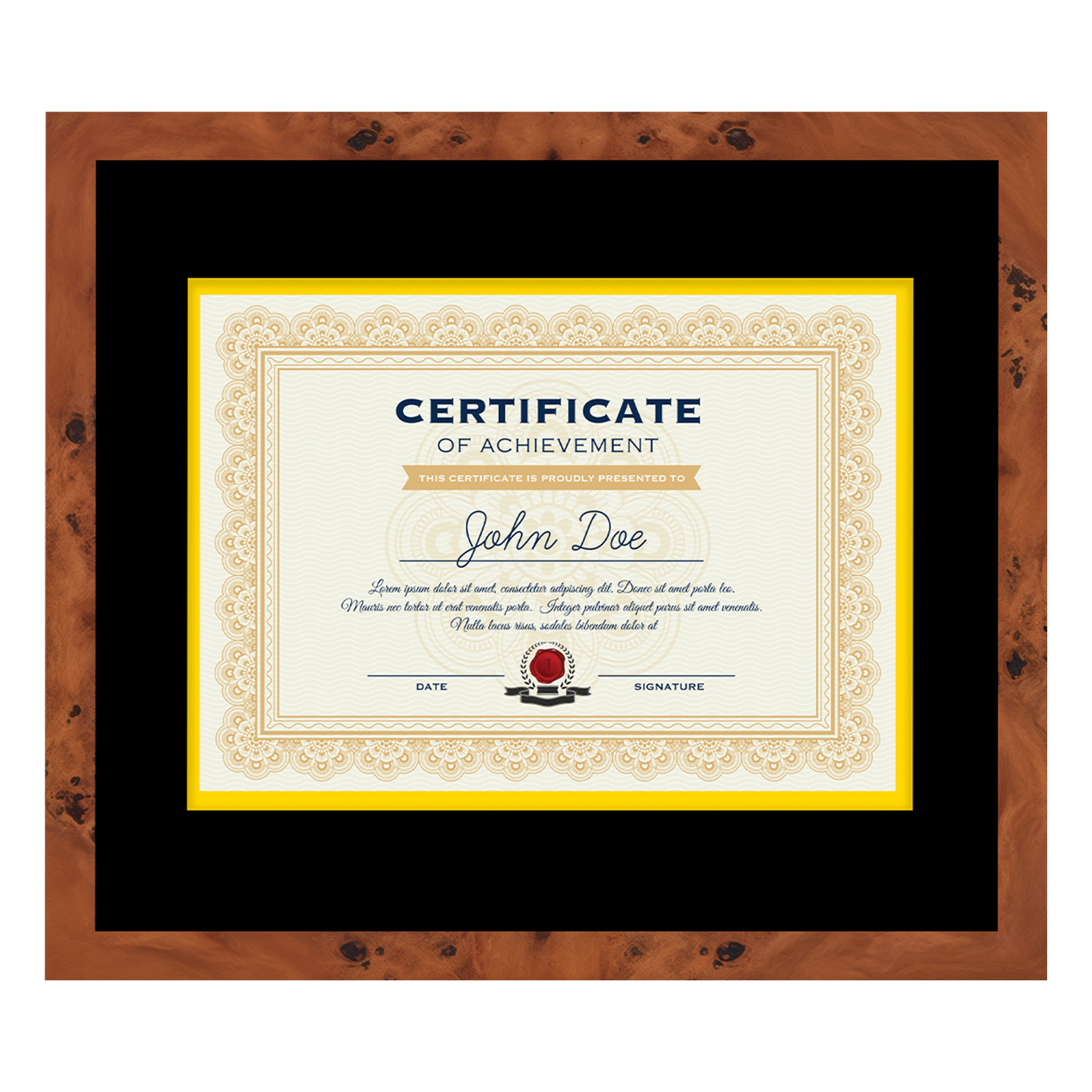 11.5x13.5 Brown Diploma Frame - Black on Gold Double Mat - Displays 7 ...