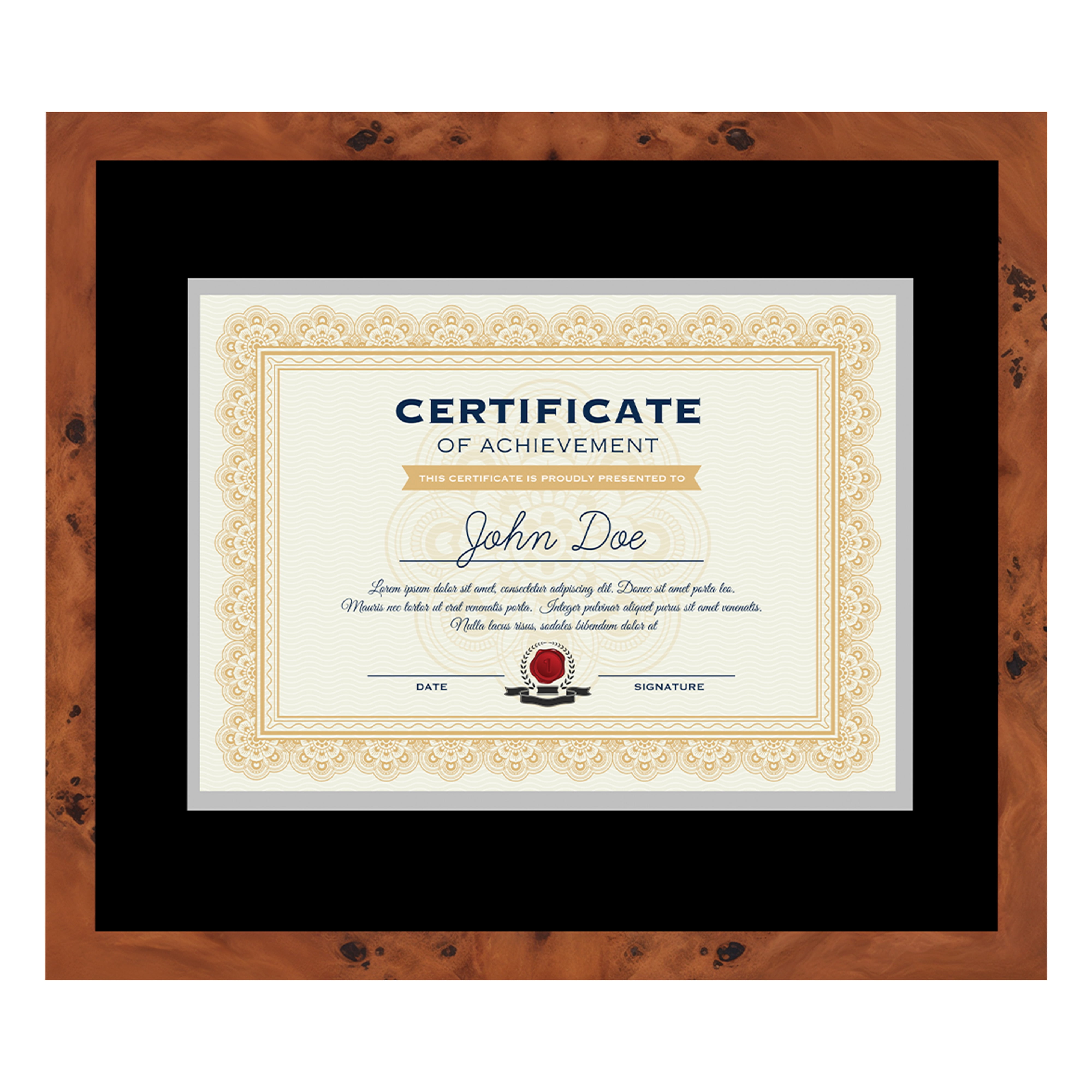 11.5x13.5 Brown Diploma Frame - Black on Silver Double Mat - Displays 7 ...