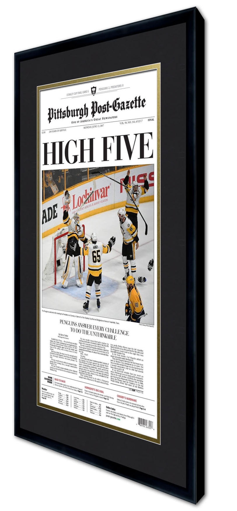 11.5x22 Newspaper Frame - with Black and Gold Double Mat - Made to ...