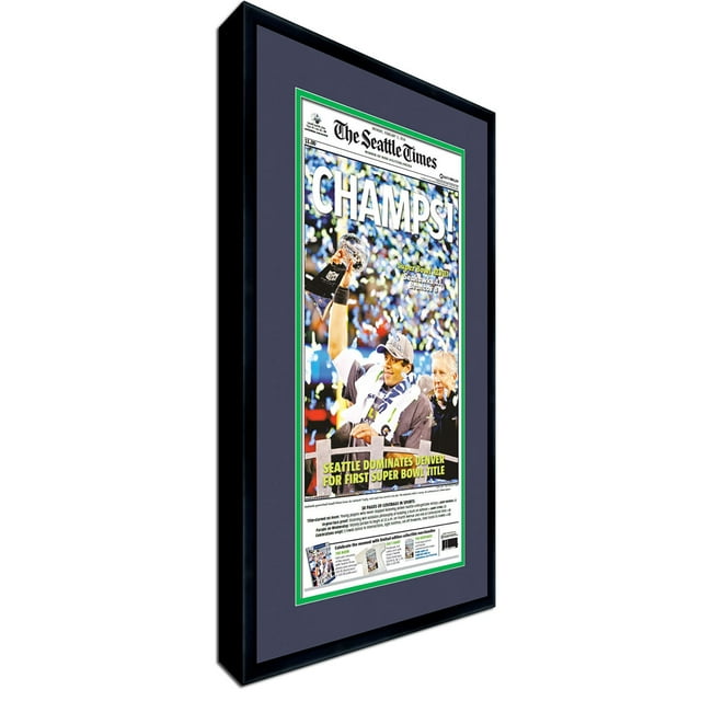 11.5x24 Newspaper Frame - with Blue and Green Double Mat - Made to ...