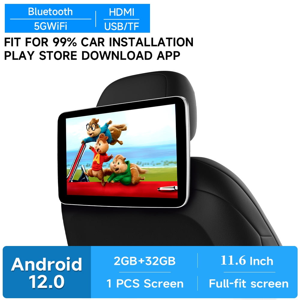 11.6''Android12 2G+32G Car Headrest Monitor IPS USB HDMI TV Display ...