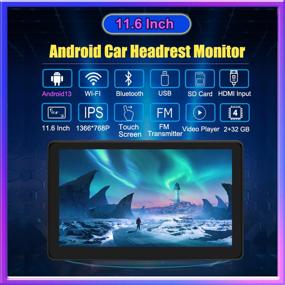 11.6 Inch Android Headrest Monitor IPS Panel Monitors Car Radio Monitor ...