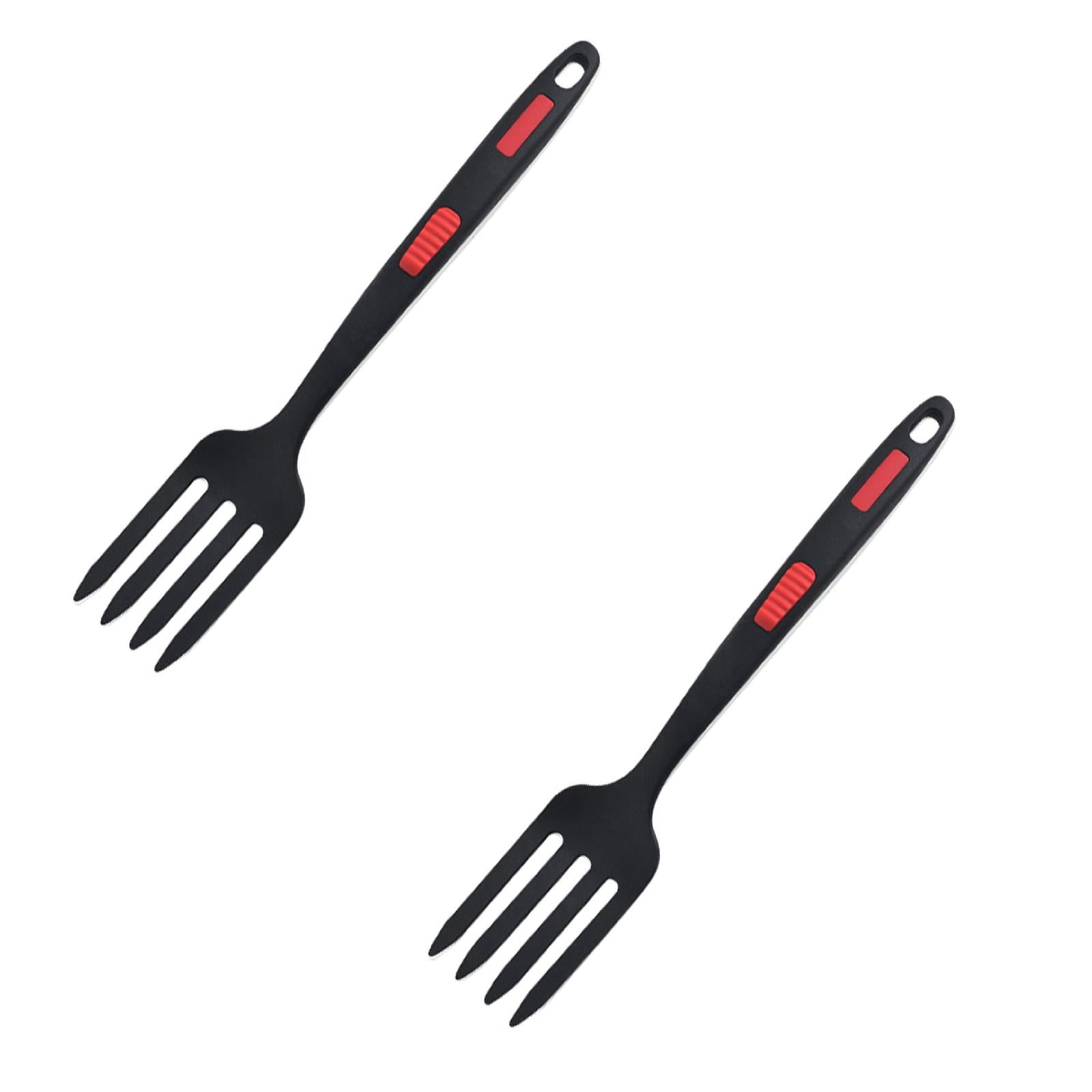 11.6 Inch Black with Red 2Pcs Silicone Flexible Cooking Fork, Heat ...