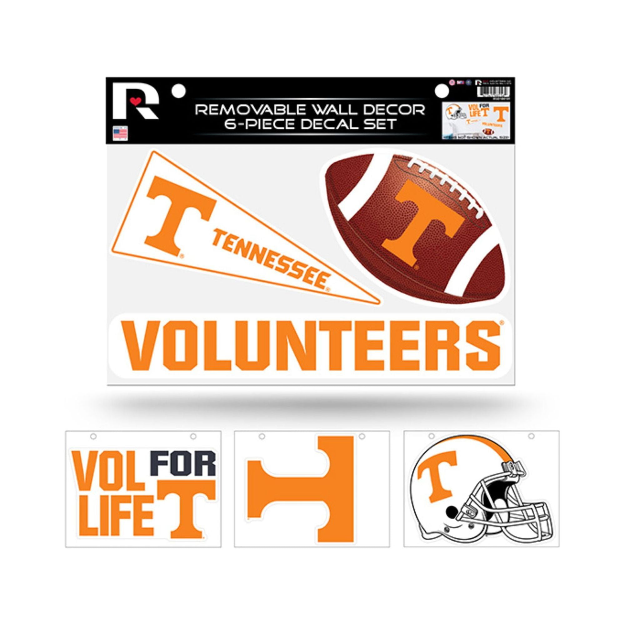 Tennessee NCAA Volunteers Set of 6 Removable Wall Decal Stickers ...