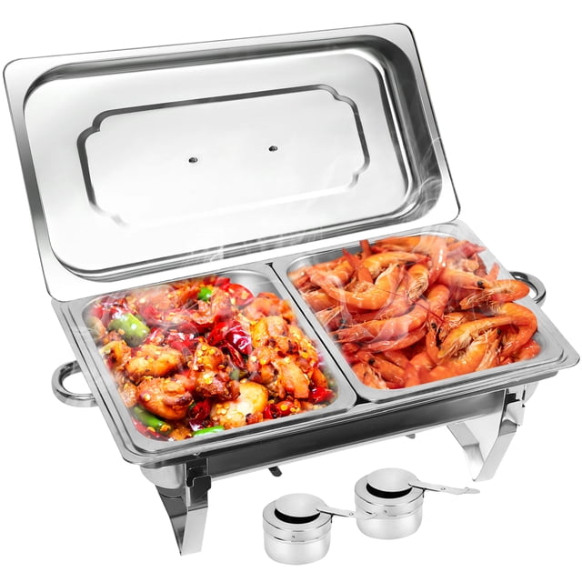 Chafing Dish Buffet Set, 11.6 QT Stainless Steel Rectangular Chafing ...