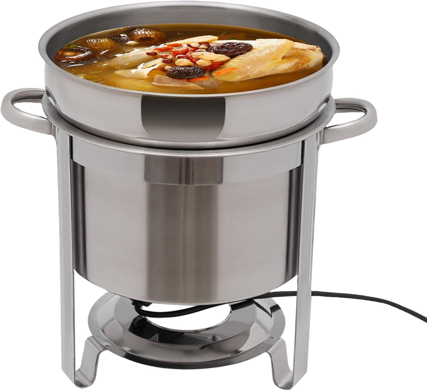 11.62QT Soup Chafer Stainless Steel Round Soup Warmer with Electric ...