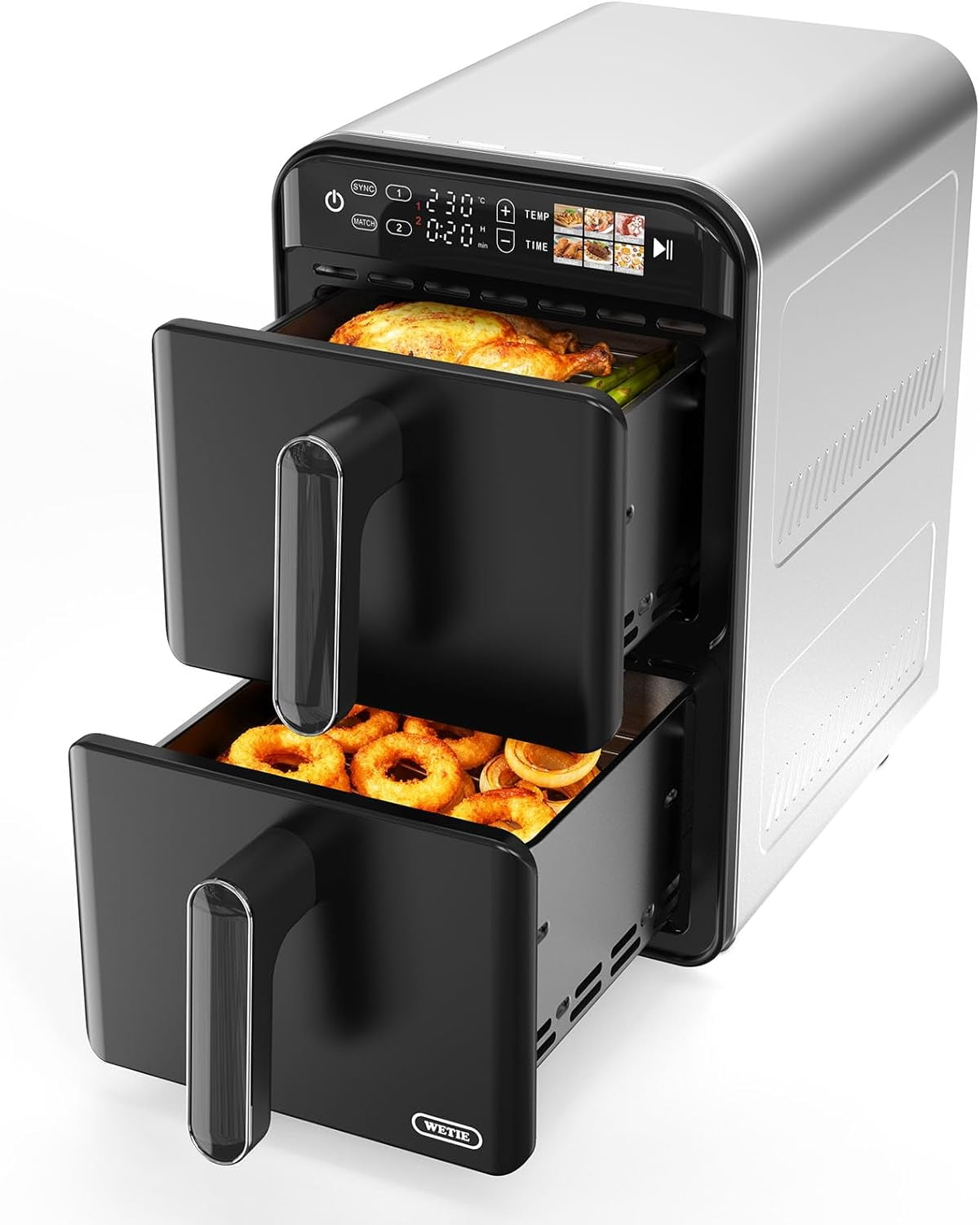 11.6QT Dual Basket Air Fryer Oven, Vertical 2-Basket Design, 6-in-1 ...