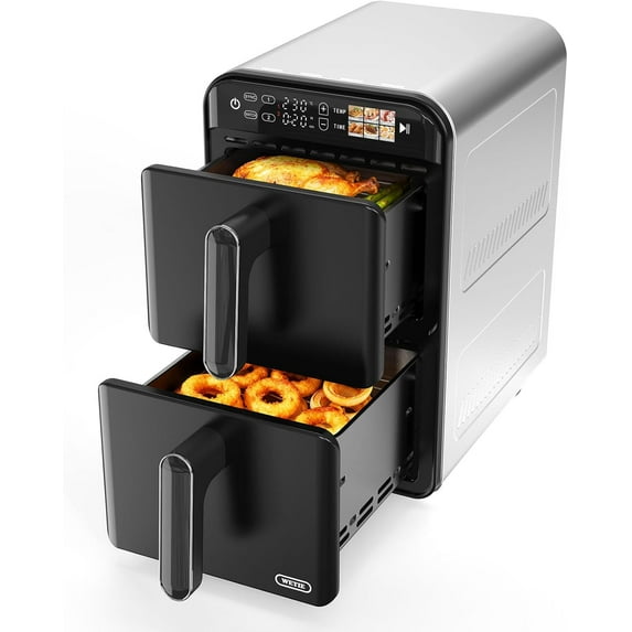 11.6QT Dual Basket Air Fryer Oven, Vertical 2-Basket Design, 6-in-1 ...