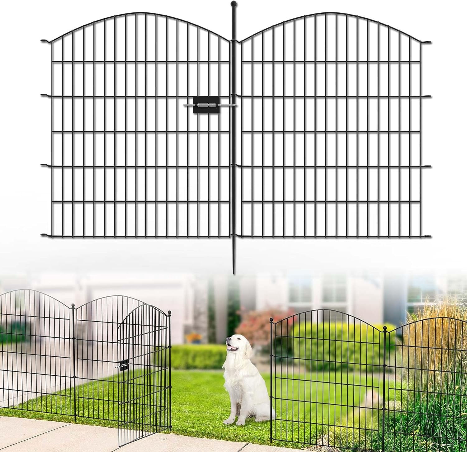 11.6ft(L) x32in(H) Tall Garden Fences with Gate,5 Panels No Dig ...