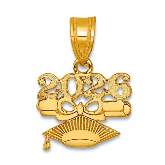11.75mm 14k Solid Yellow Gold Graduation Cap and Diploma 2026 Charm 26 ...