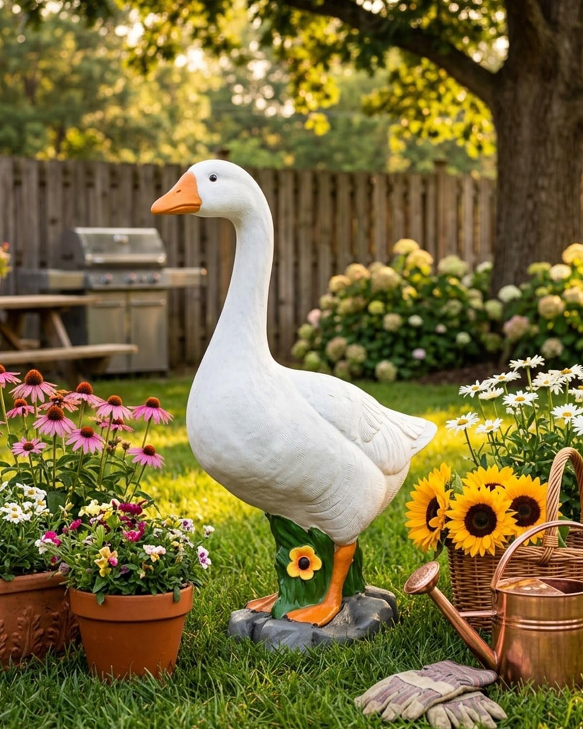 11.8-23 Inch Porch Goose Statue - Large Resin Realistic for Lawn ...