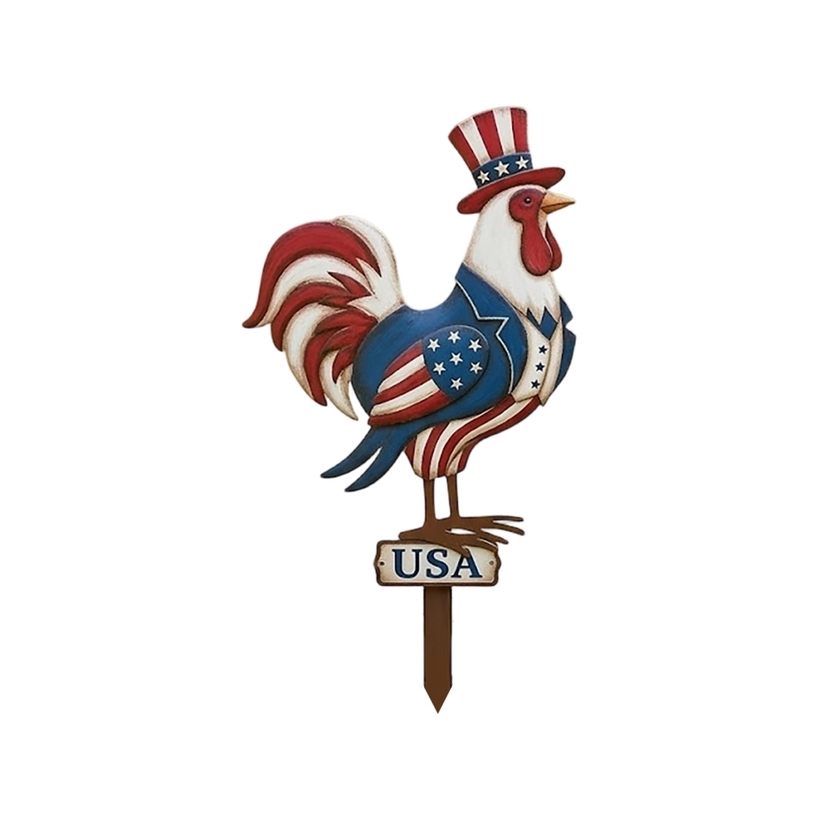 11.8*7.9in Double-Sided Metal Rooster Yard Stake, Patriotic Festival ...