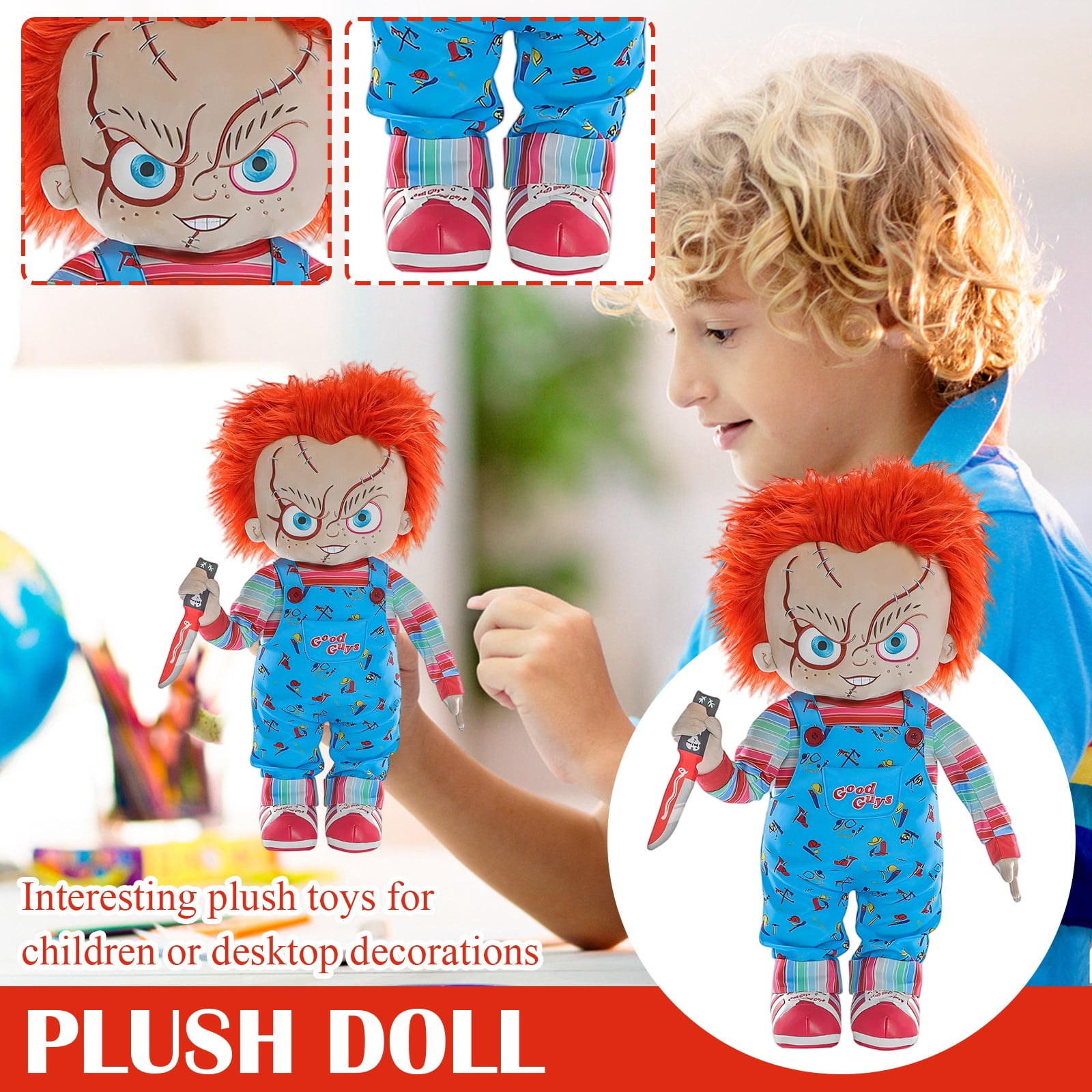 11.8" Chucky Doll Halloween Plush Toy, Child's Play Stuffed Animals ...