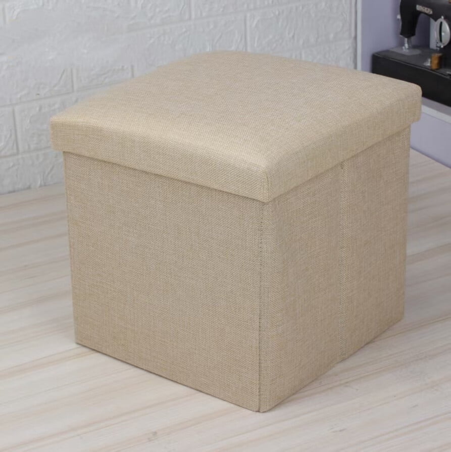 11.8" Collapsible Storage Ottomans, Square Space-Saving Storage Stool ...