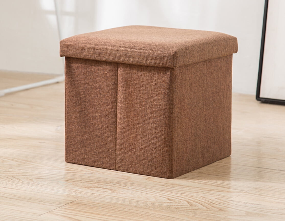 11.8" Collapsible Storage Ottomans, Square Space-Saving Storage Stool ...