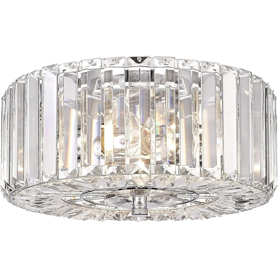11.8" Crystal Round Flush Mount Modern Close to Ceiling Light Fixture ...