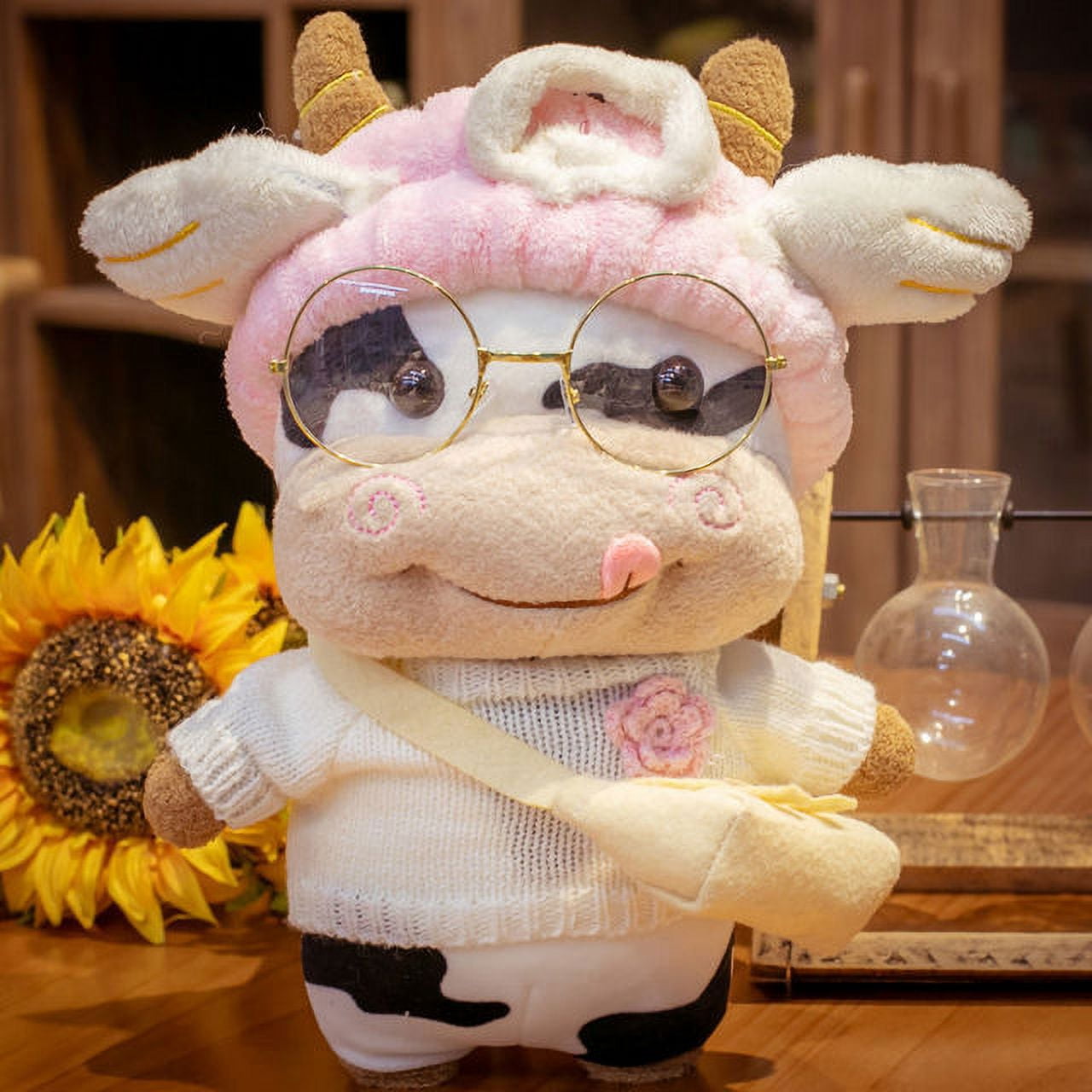 11.8" Cute Plush Cartoon Cattle Dress Up Plush Toy Dolls Soft Stuffed ...