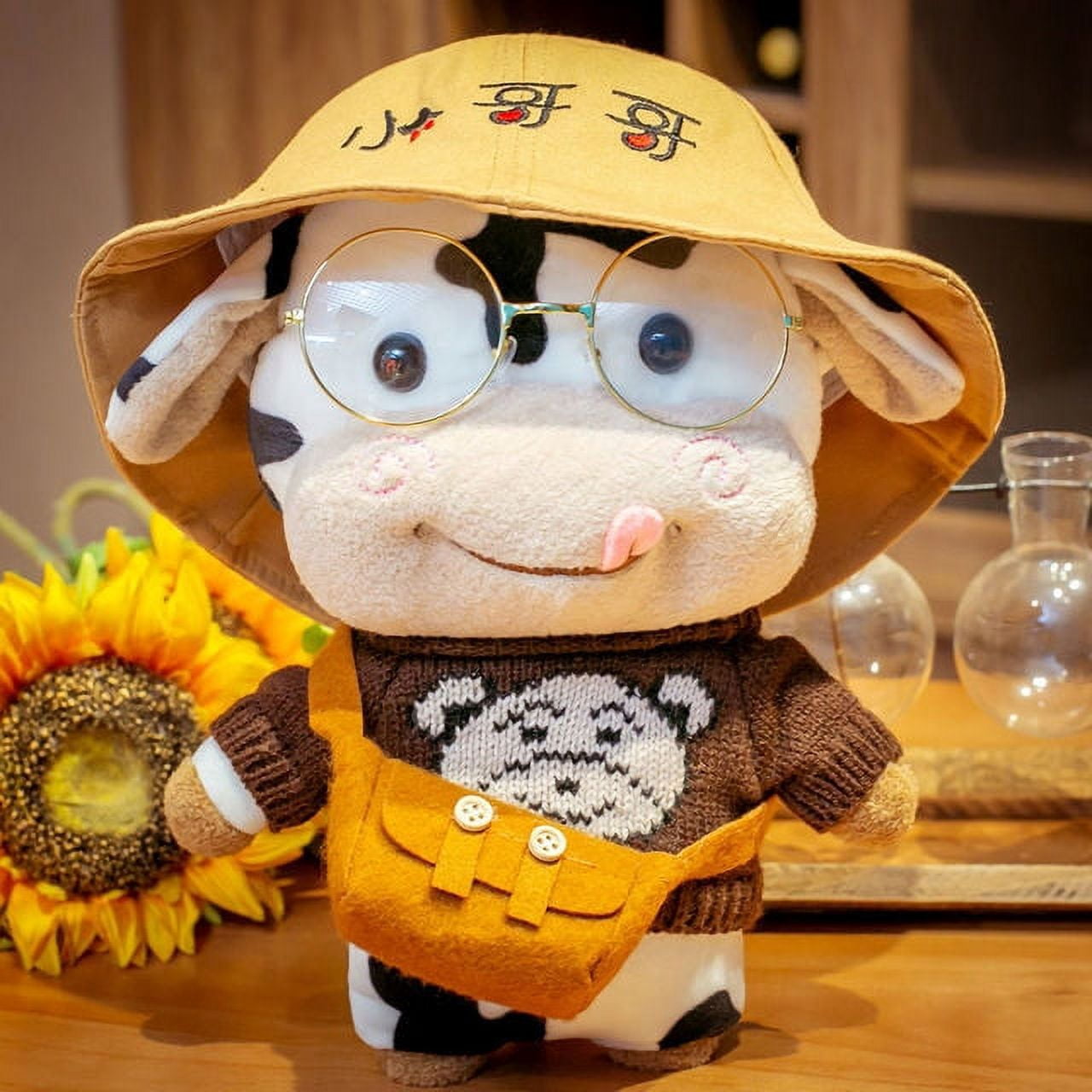 11.8" Cute Plush Cartoon Cattle Dress Up Plush Toy Dolls Soft Stuffed ...