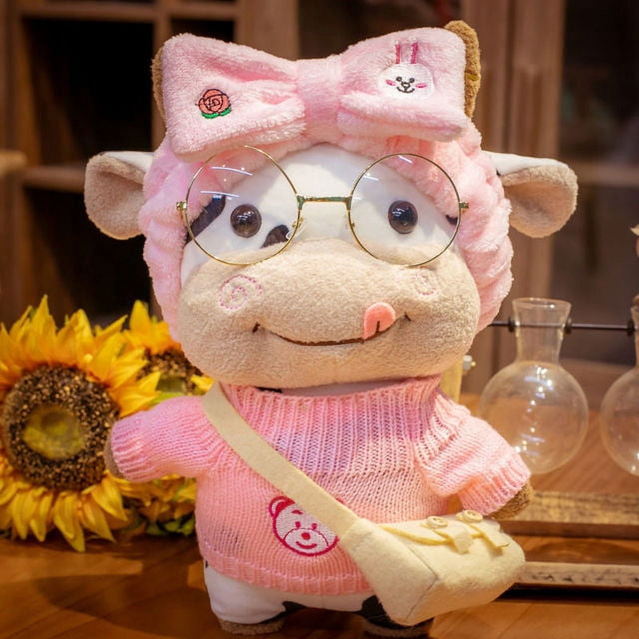 11.8" Cute Plush Cartoon Cattle Dress Up Plush Toy Dolls Soft Stuffed ...
