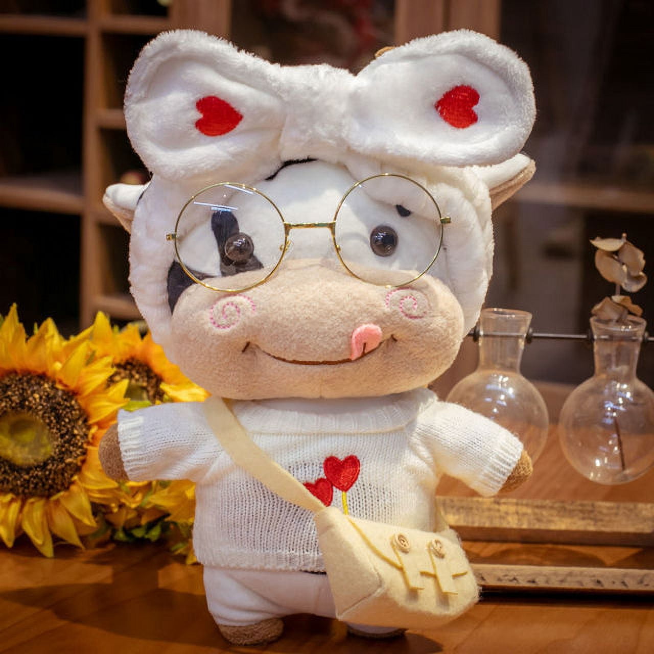 11.8" Cute Plush Cartoon Cattle Dress Up Plush Toy Dolls Soft Stuffed ...