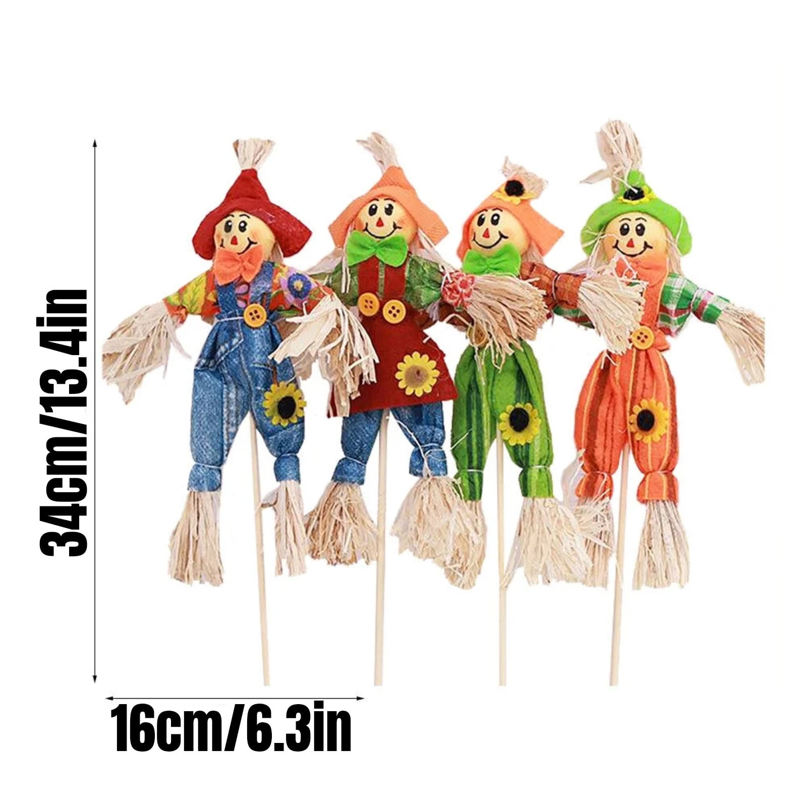 11.8" Cute Straw Scarecrow Decor - Rustic Halloween & Thanksgiving ...