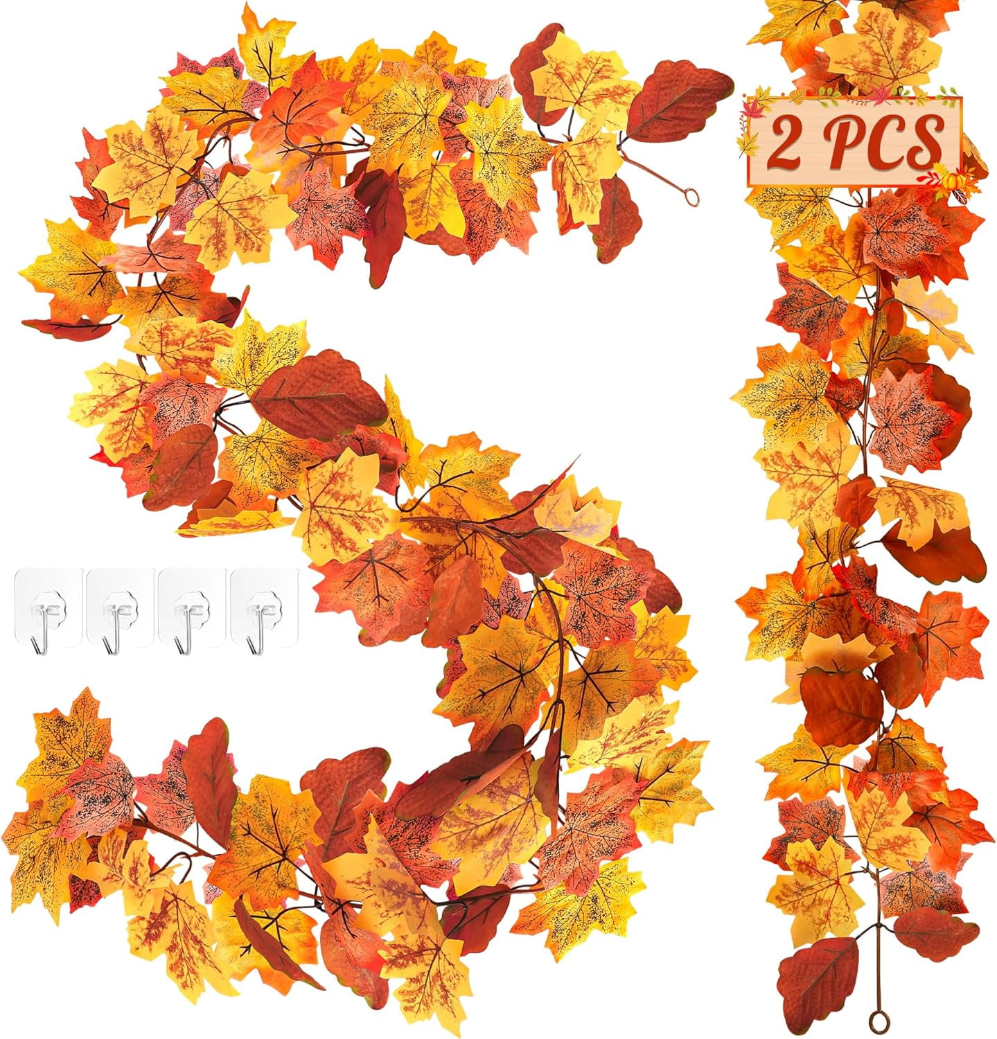 11.8 FT Fall Decor, 2 PC Fall Garland for Mantle, Fall Decorations for ...