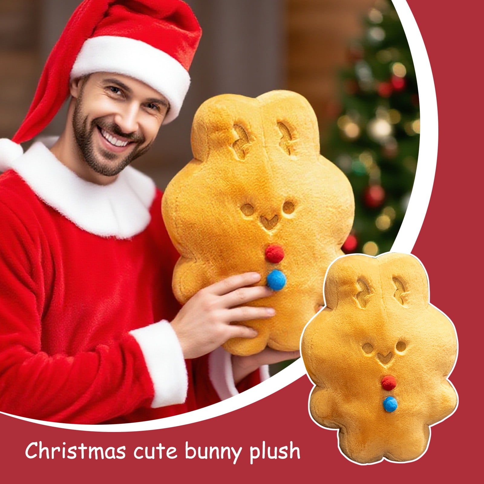11.8" Gingerbread Rabbit Plush Toy Super Cute Christmas Stuffed Animal ...