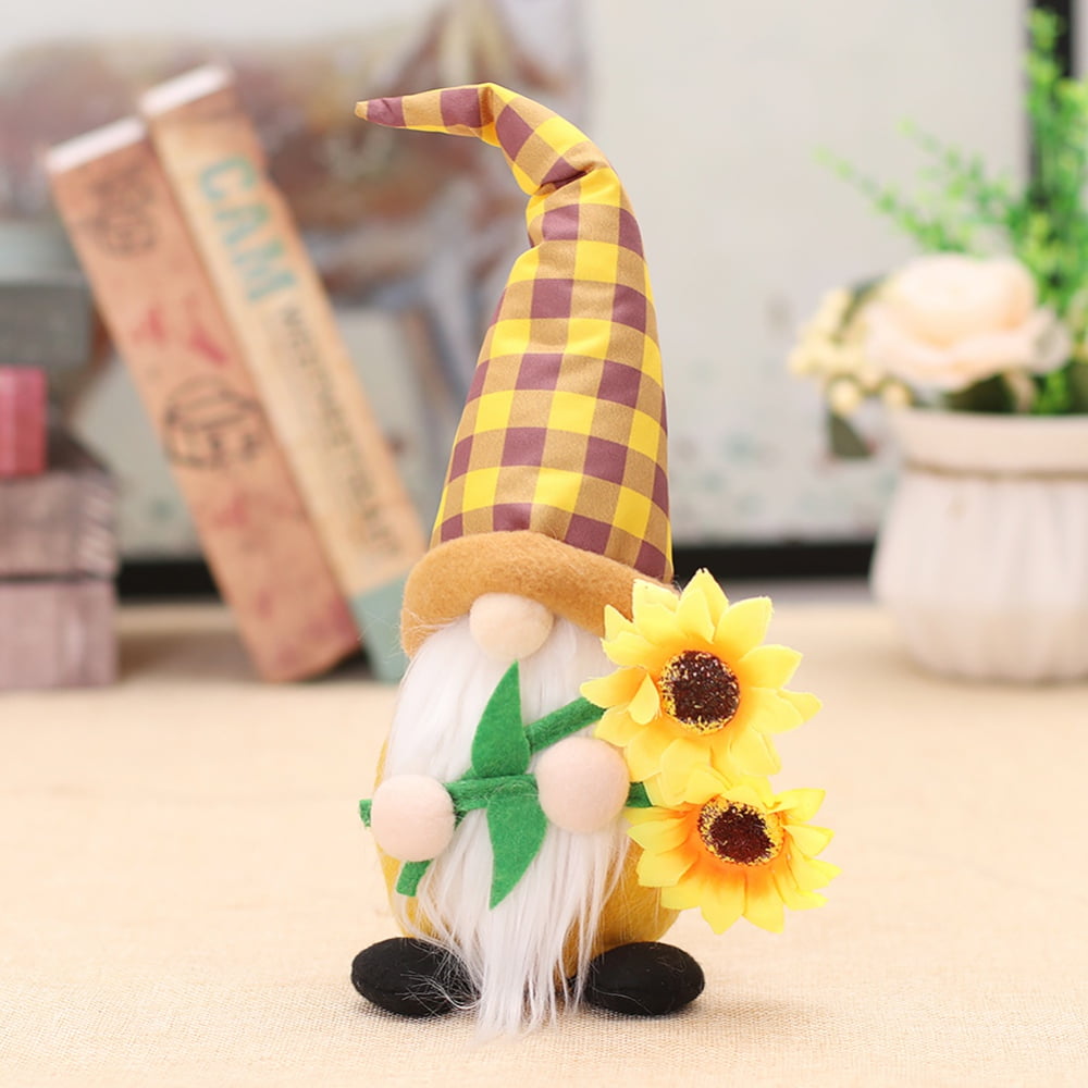 11.8" Gnomes Plush Fall Decorations Hold Realistic Sunflower Buffalo ...