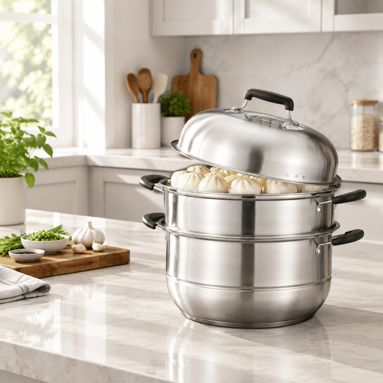 11.8 Inch 2-Tier Stainless Steel Multipurpose Steamer Pot Cookware ...