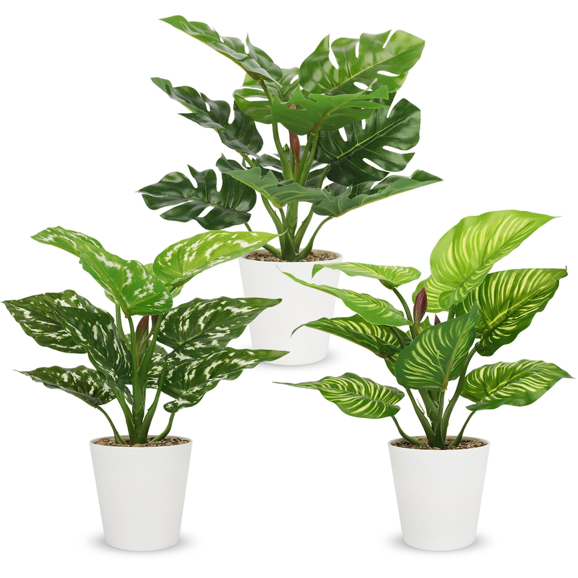11.8 Inch 3 Small Artificial Potted Tropical Plants For Home Office ...