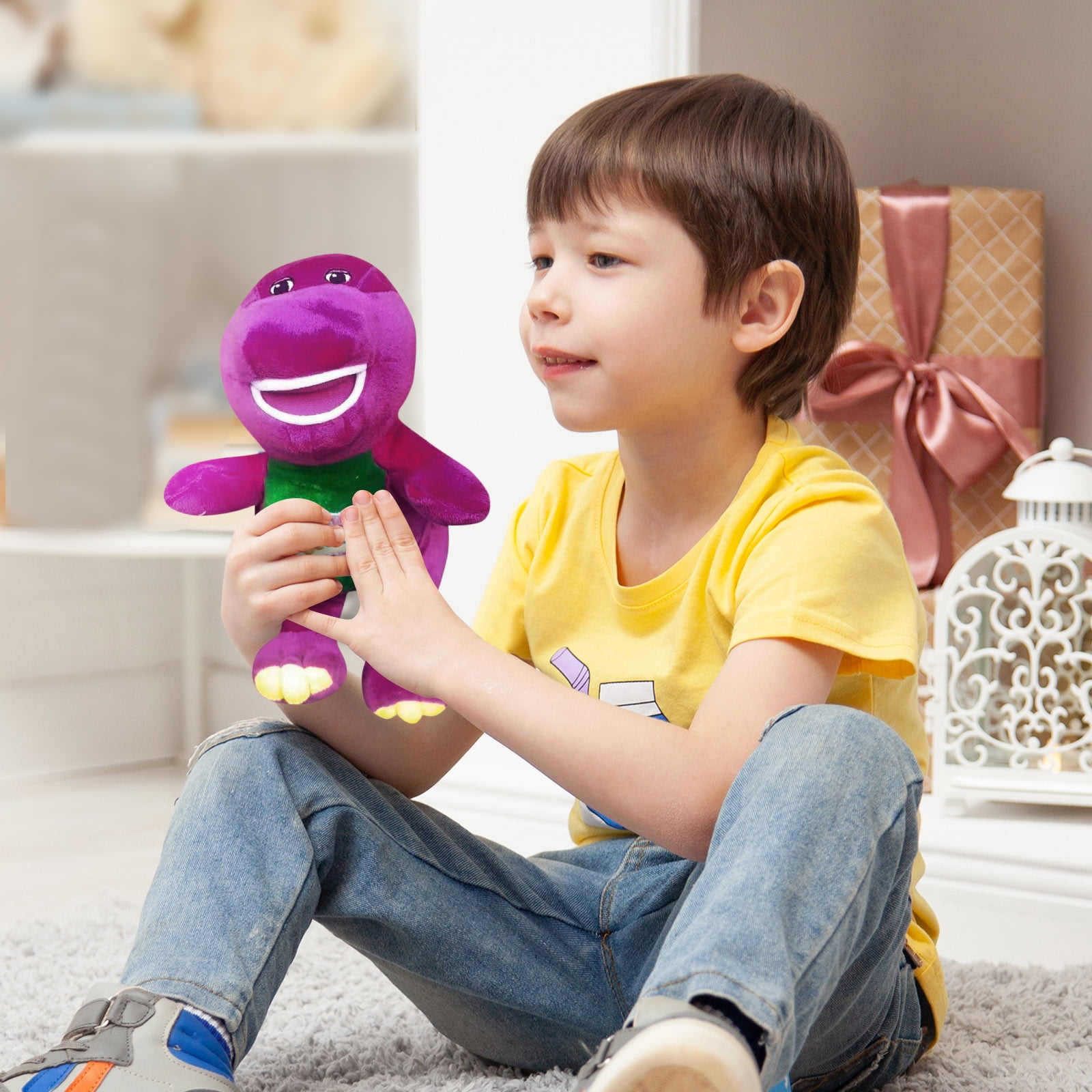 11.8-Inch Barneyney Plush Toy Doll: Purple Dinosaur with Heartfelt "I ...