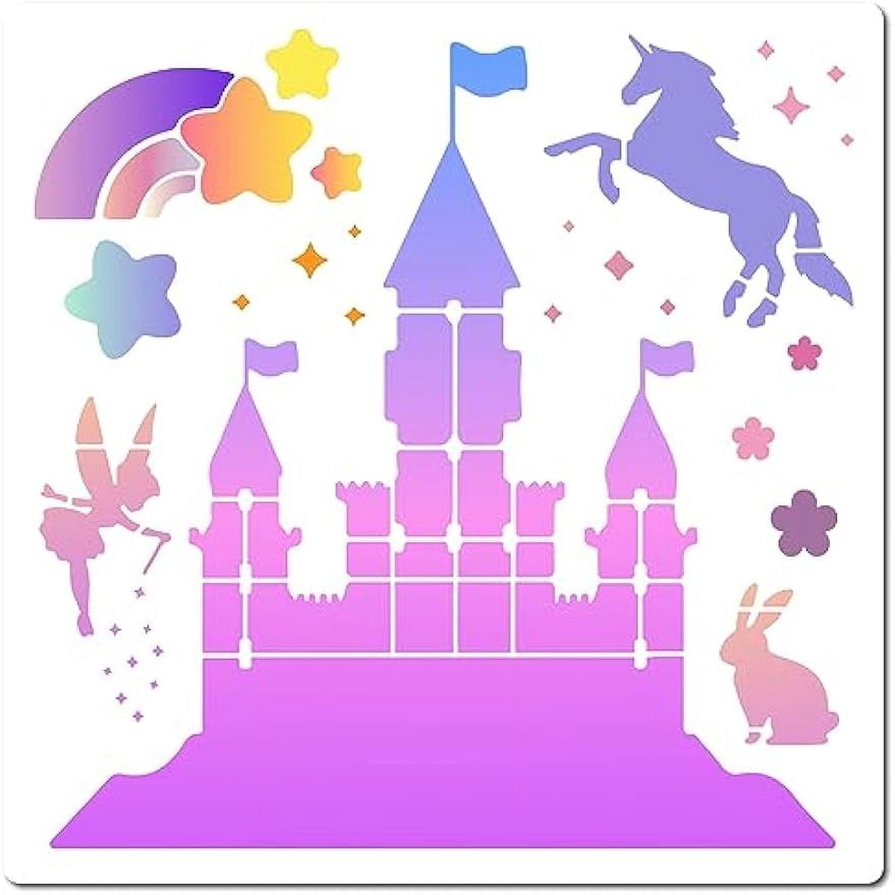 11.8 Inch Castle Stencil Reusable Painting Plastic Drawing Templates ...