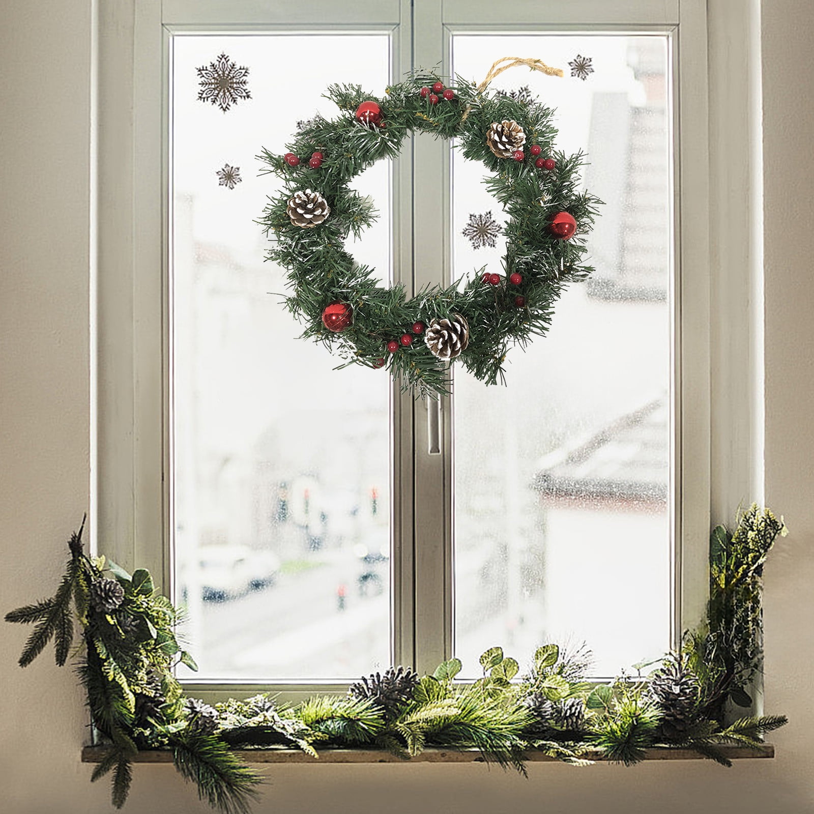 11.8 Inch Christmas Wreath for Front Door, Winter Wreath with Pine ...