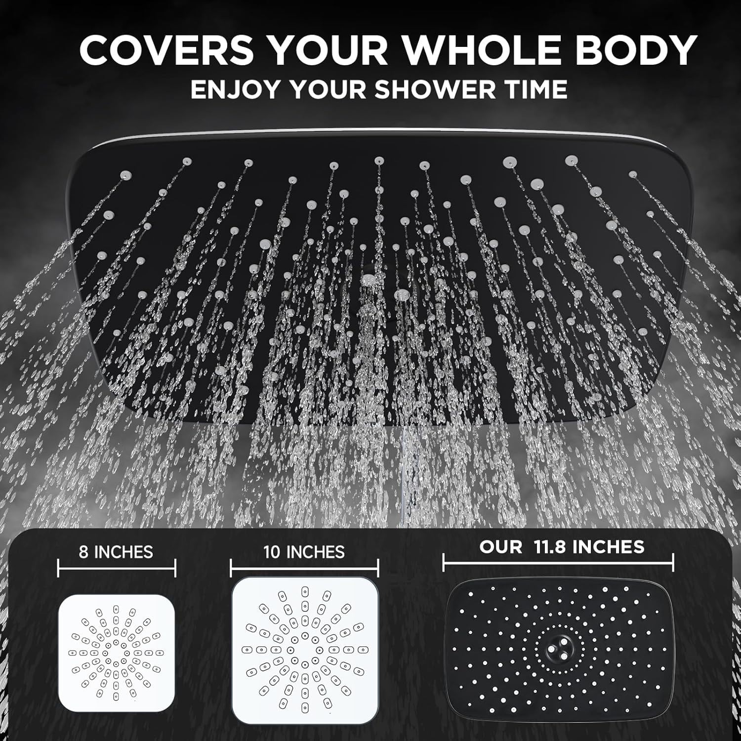11.8 Inch High Pressure Rain Shower Head Combo with Extension Arm ...