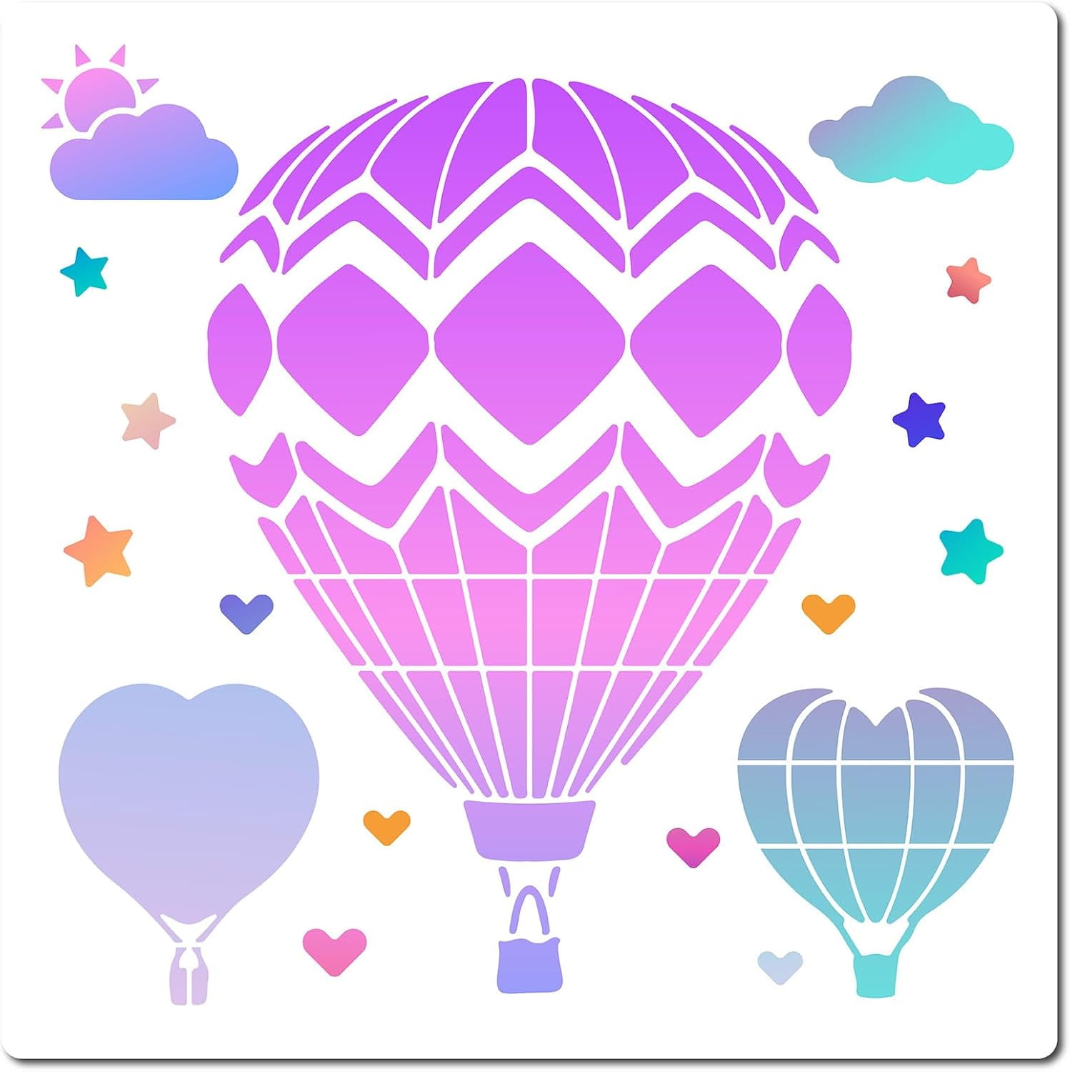 11.8 Inch Hot Air Balloon Stencil Reusable Painting Plastic Drawing ...
