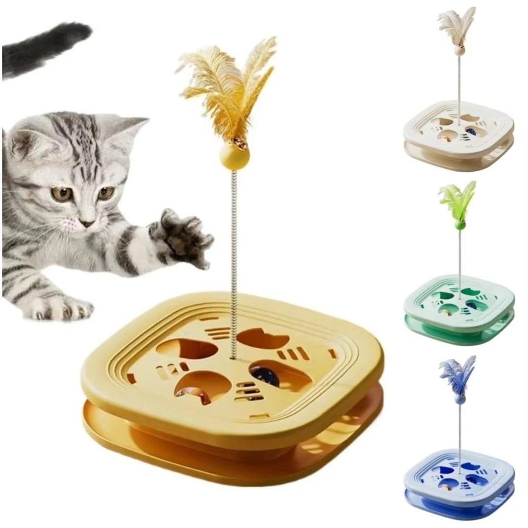 11.8 Inch Interactive Cat Puzzle Toy With Feather Bell Teaser, Self ...
