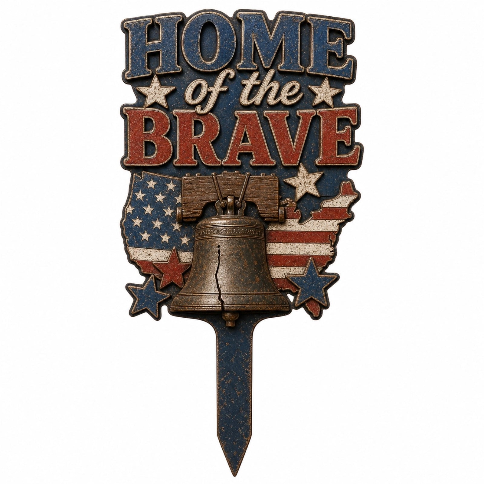 11.8 Inch Metal Patriotic Garden Stake, Red White Blue Porch Statue ...
