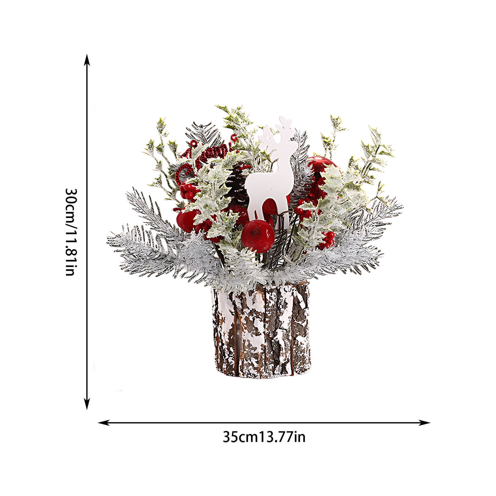 11.8 Inch Mini Artificial Christmas Tree with Decorations - Stump Pot ...